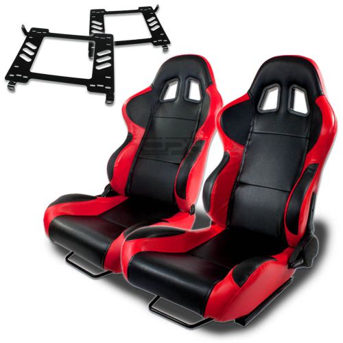 Buy T-4 RACING SEAT BLACK RED PVC+RAIL/RAIL+FOR 90-99 TOYOTA MR-2 SW20 ...