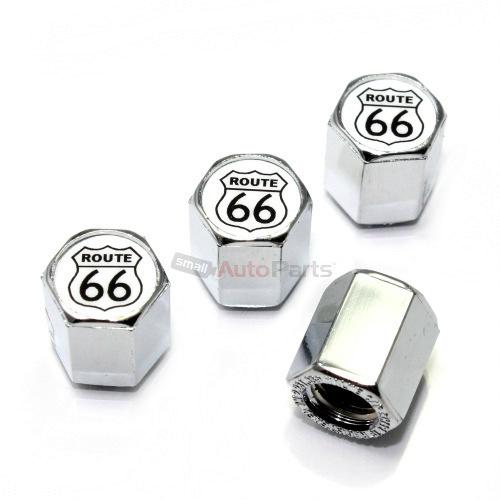 Buy 4 Route 66 Silver Logo Chrome ABS Tire/Wheel Stem Air Pressure ...