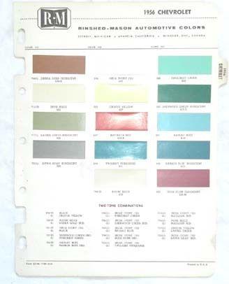 Find 1956 CHEVROLET R-M COLOR PAINT CHIP CHART ALL MODELS ORIGINAL in ...