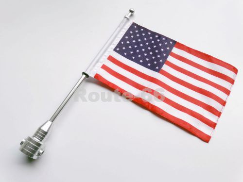 Find Chrome Motorcycle Rear Side Mount Flag Pole USA Flag For Harley HD ...
