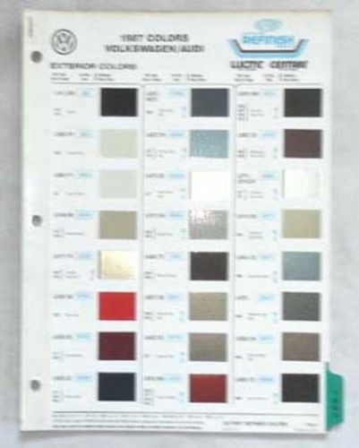 Find 1987 VOLKSWAGEN DUPONT COLOR PAINT CHIP CHART ALL MODELS ORIGINAL ...