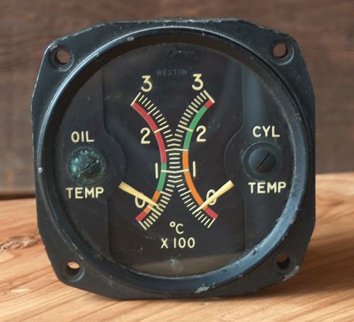 Find Vintage WESTON AIRCRAFT Oil Cylinder Temperature Indicator Gauge ...