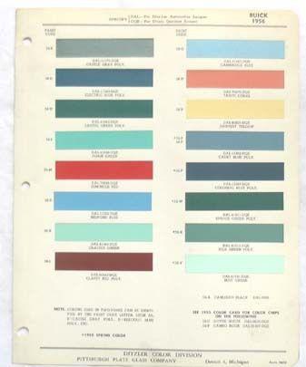 Sell 1956 BUICK PPG COLOR PAINT CHIP CHART ALL MODELS ORIGINAL in GREAT ...
