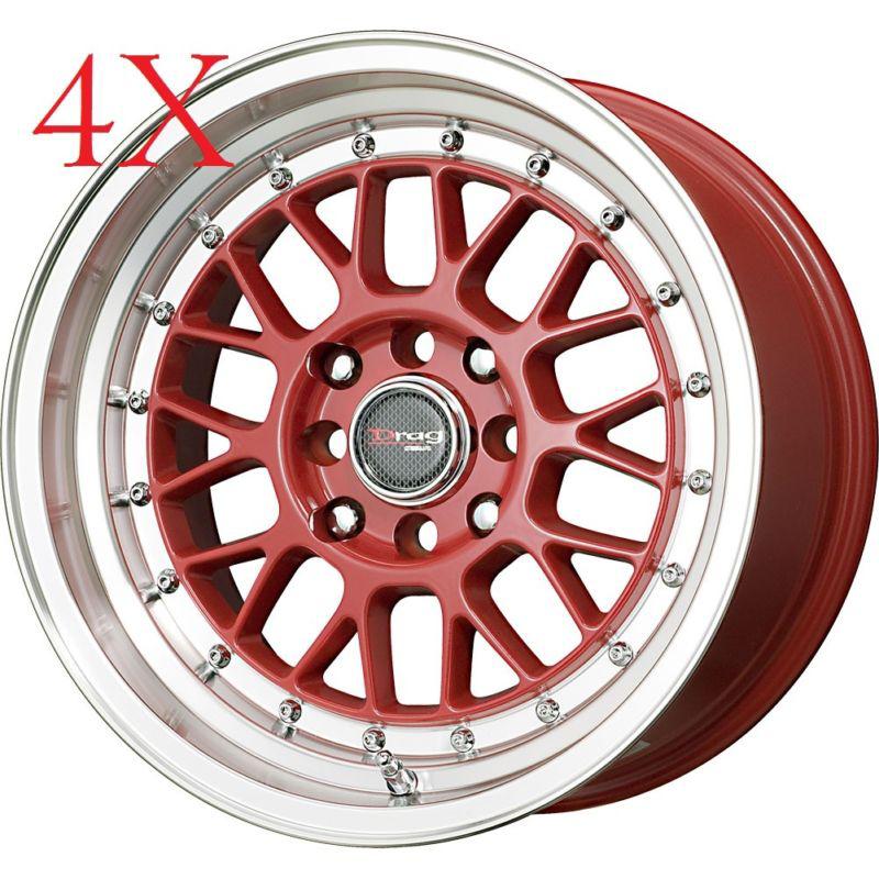 Sell Drag Wheels DR-44 15x8.25 4x100 4x114 +25 Red Rims Civic Del Sol ...