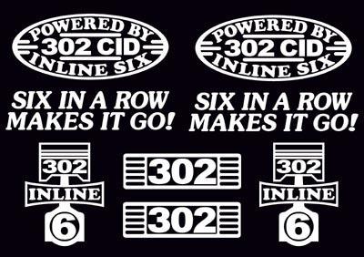 Sell 8 DECAL SET 302 CID INLINE 6 ENGINE STRAIGHT SIX EMBLEM STICKERS ...