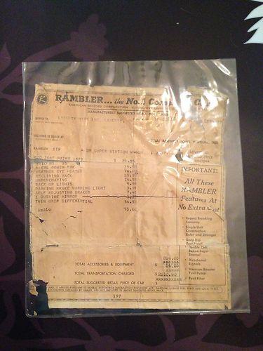 Purchase 1960 Amc Rambler Original Dealer Window Sticker 60, '60 in ...
