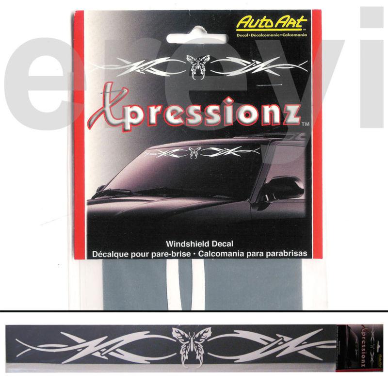 Buy WHITE TRIBAL FLAME BUTTERFLY WINDSHIELD DECAL Large Car Auto Sun ...