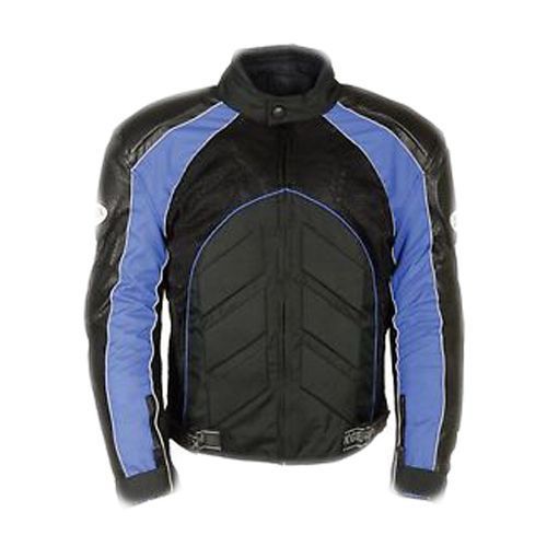 Buy MEN'S MOTORCYCLE ORG/BLU COMBO LEATHER/TEXTILE MESH RACER JACKET W ...