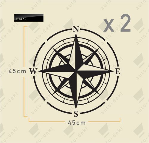 Buy 2x LARGE Compass Sticker Decals - Caravan Campervan Motorhome Van ...