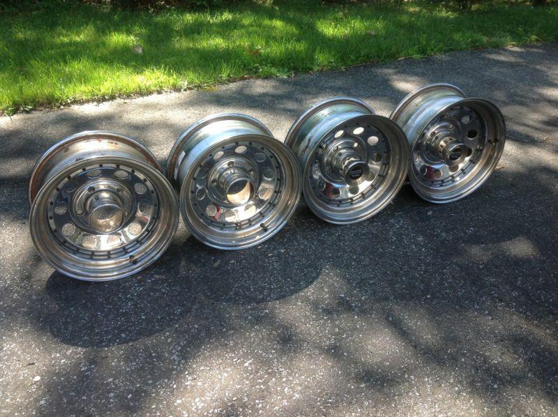 Find 15" American Racing Jeep CJ CJ5 CJ7 Chrome Wheels with Center Caps ...