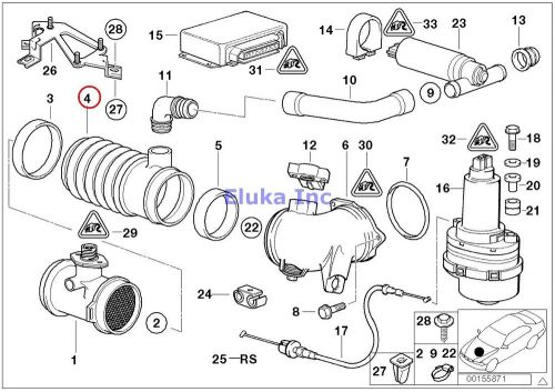Find BMW Genuine Fuel System Mass air flow sensor / ASC Rubber Boot E31 ...
