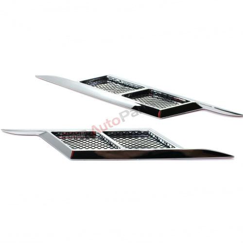 Find 2 Universal Chrome Side Fender Air Flow Mesh Trim Vents for Auto ...