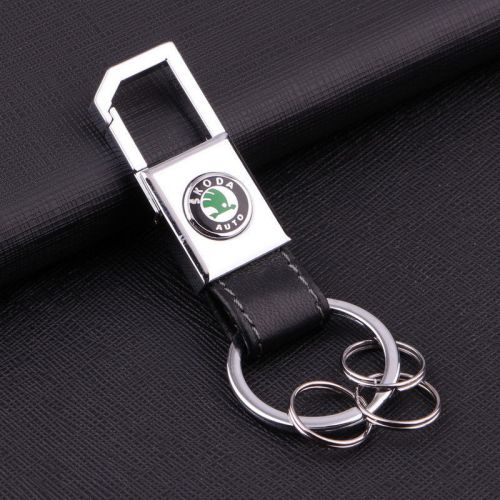 Sell Car logo Genuine Leather Metal alloy 3 Ring keychain Ring Key ...