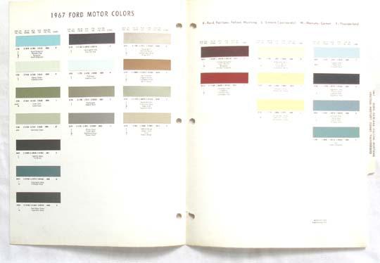 Purchase 1967 FORD MOBIL COLOR PAINT CHIP CHART ALL MODELS ORIGINAL ...