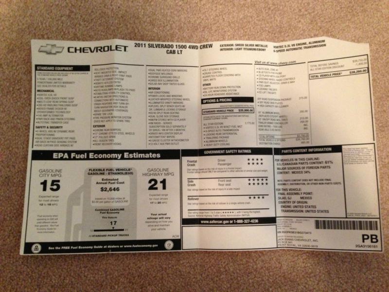 Buy 2011 11 CHEVROLET CHEVY SILVERADO LT Z71 1500 4WD CREWCAB WINDOW ...