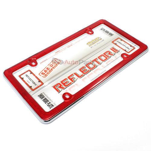 Buy Red Reflector Chrome Plastic License Plate Tag Frame for Auto-Car ...