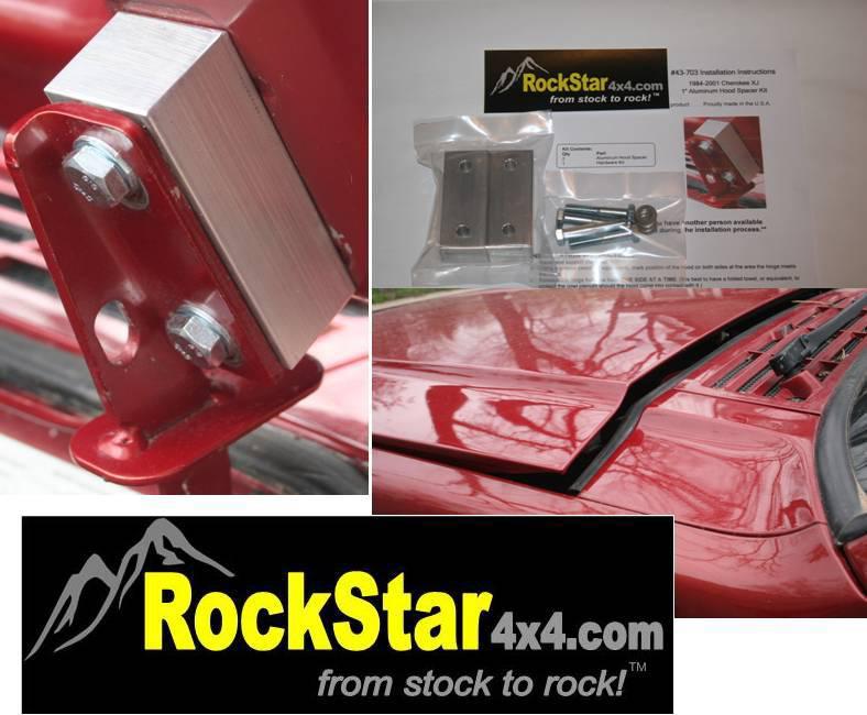 Find Jeep Cherokee XJ Hood Spacer riser Vent Kit prevent overheating ...