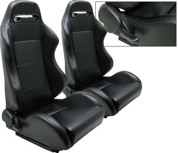 Sell NEW 2 Black & White Racing Seats RECLINABLE w/ SLIDER ALL Ford ...