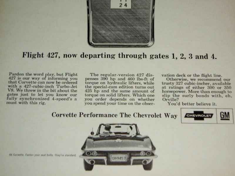 Find 1966 CHEVY CORVETTE 427 BIG BLOCK V8 VINTAGE AD-C2/poster/print ...