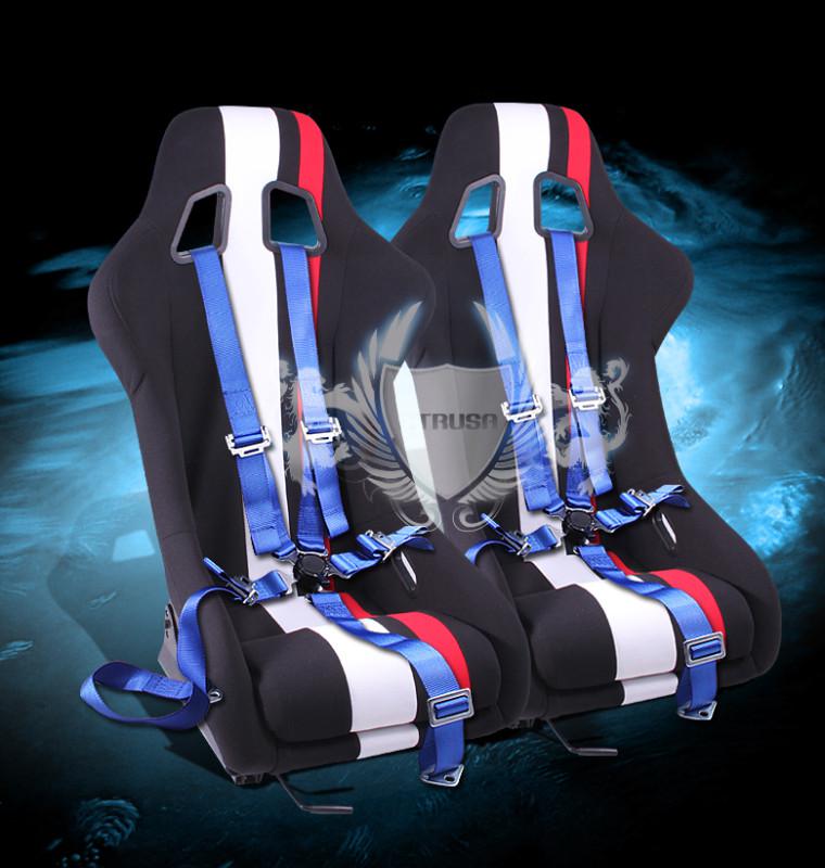 Sell 2x JDM F1 Black/White Red Stripe Fabric Racing Seat Bride Style+ ...