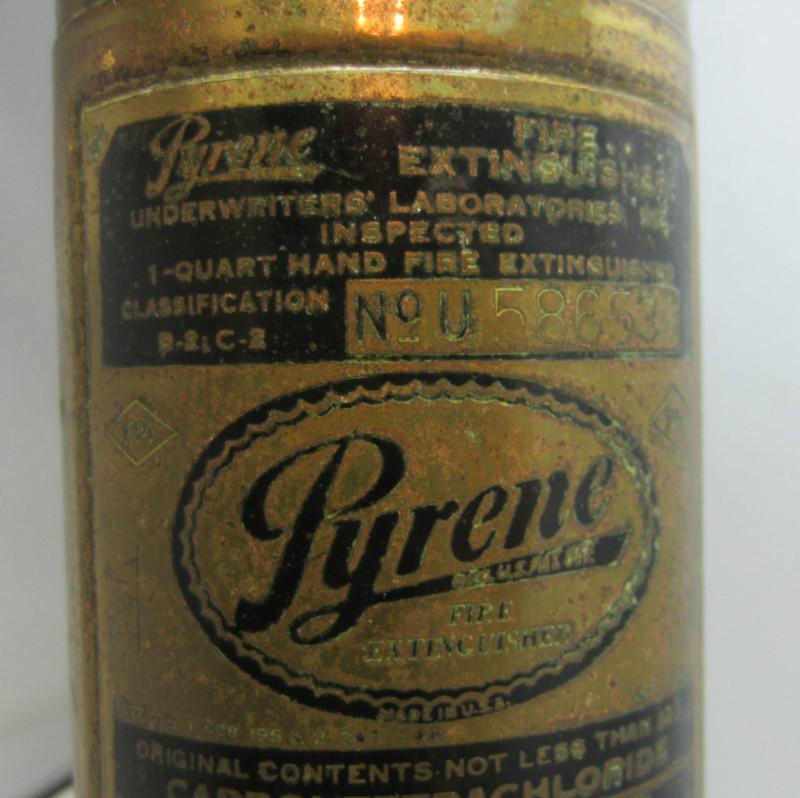 Sell Vintage Brass Pyrene Fire Extinguisher Quart Antique Auto Hot Rod ...