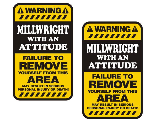 Purchase Millwright Warning Yellow Decal SET 3"x1.8" Hard Hat Vinyl ...