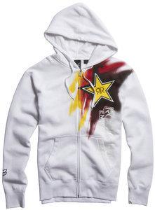 Buy Fox Racing Rockstar Faded Mens Zip Up Sweatshirt White/Red/Yellow ...