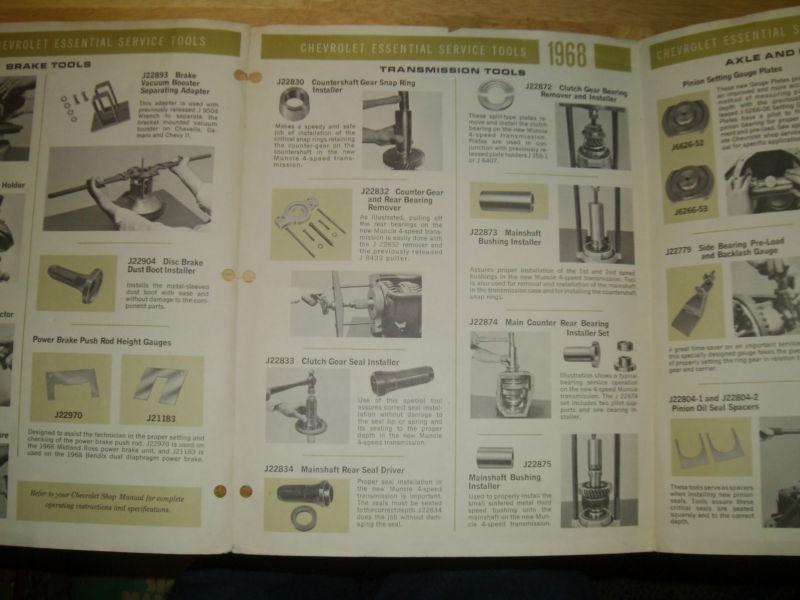 Buy 1968 CHEVROLET SERVICE TOOLS BOOKLET ALL CHEVYS / ORIGINAL TOOL ...