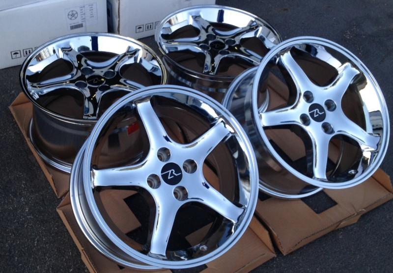 Find CHROME Mustang COBRA R Style Wheels 17x8 & 17x9" 17 inch, 17", 4 ...