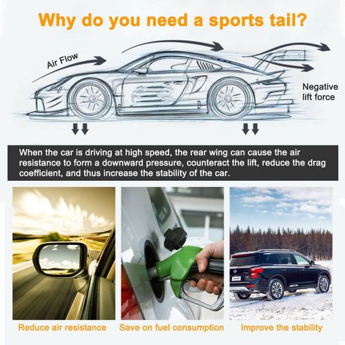 Find For Car Universal Adjustable Rear Trunk Spoiler Lip Roof Tail Wing ...