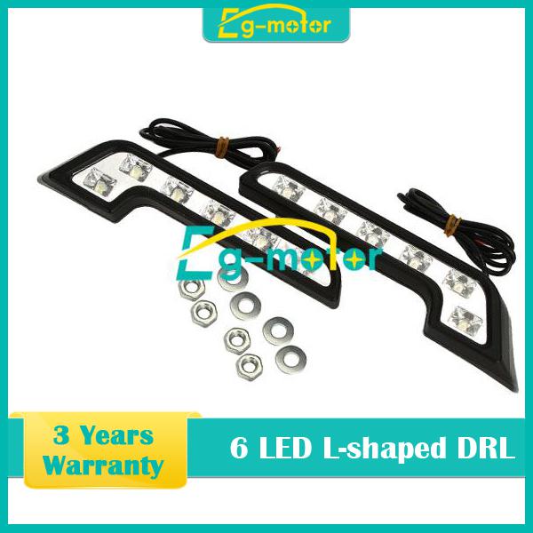 Sell Pair 6-LED L-shaped DIY White Daytime Running Light DRL Head Lamp DC 12V in Guangzhou, CN ...