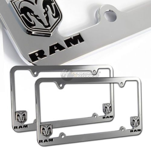 Sell 2X Dodge RAM Logo Chrome Metal License Plate Frame Officially ...