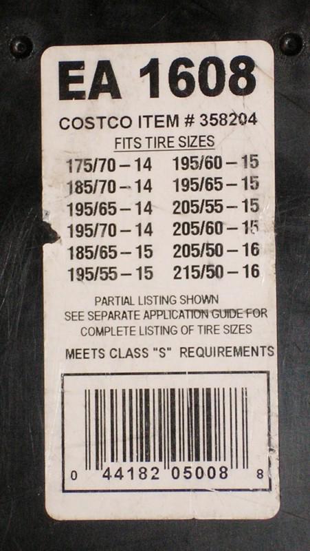Sell EUROTECH ALLOY TIRE CHAINS, EA1608 [COSTCO #358204) NEVER USED in ...