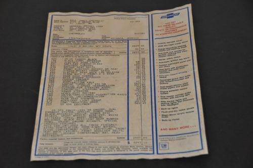 Purchase 1969 1970 CHEVELLE WINDOW STICKER TO YOUR SPECIFICATIONS in ...