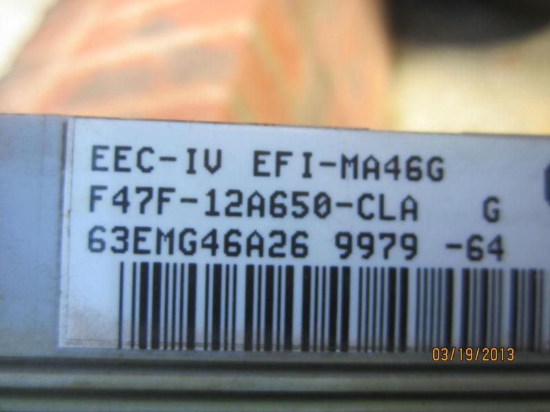 Purchase (#W2286) 93 94 FORD RANGER ENGINE CONTROL MODULE ECM in Dacula ...