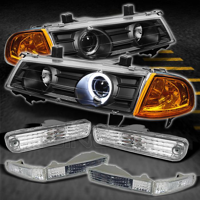 Buy 92-96 PRELUDE HALO PROJECTOR HEADLIGHTS+4PCS BUMPER+AMBER CORNER ...