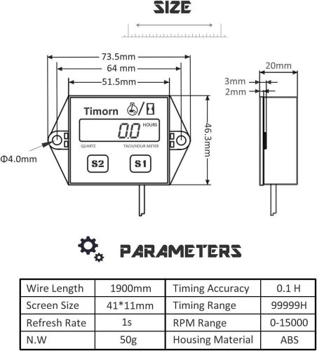 Find Tachometer for Small Engine,Inductive Hour Meter 2 Stroke & 4 ...