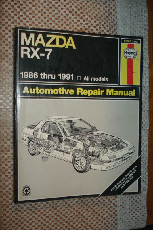 Sell 1986-1991 MAZDA RX-7 SERVICE MANUAL SHOP BOOK 1987 1988 1989 1990 HAYNES REPAIR in Carl ...