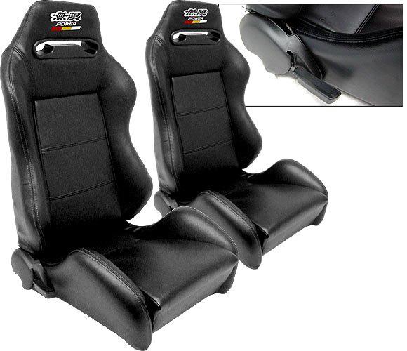 Buy NEW 2 BLACK LEATHER RACING SEATS RECLINABLE W/ SLIDER ALL CHEVROLET ...