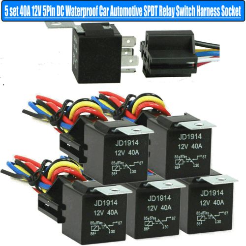 Buy 5 Pcs 40A DC 12V SPDT 5Pin Waterproof Car Automotive Relay Switch ...