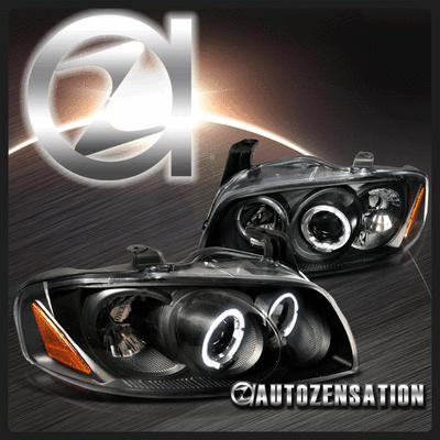 Buy 04-06 Nissan Sentra Black Dual Halo Rims Projector Headlights in ...