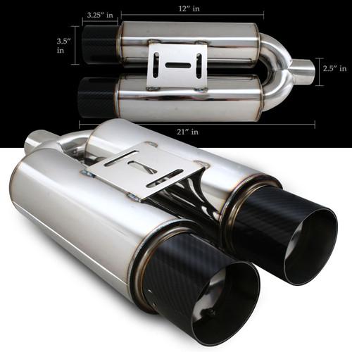 Buy 3.5" DUAL CARBON FIBER TIP T-304 STAINLESS STEEL BODY MUFFLER in ...