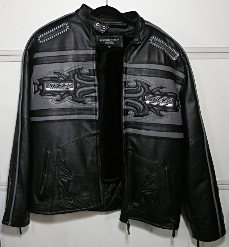 Find Motocross Speed Racing Club Genuine Leather Jacket w/Zipper Lining ...