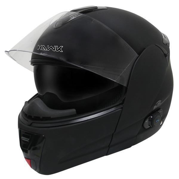 Find Hawk H-6611 Flat Black Dual-Visor Modular Motorcycle Helmet with ...
