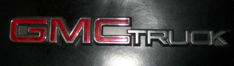 Sell GMC "GMC TRUCK" script OEM appr. 12-1/2" long emblem badge decal ...