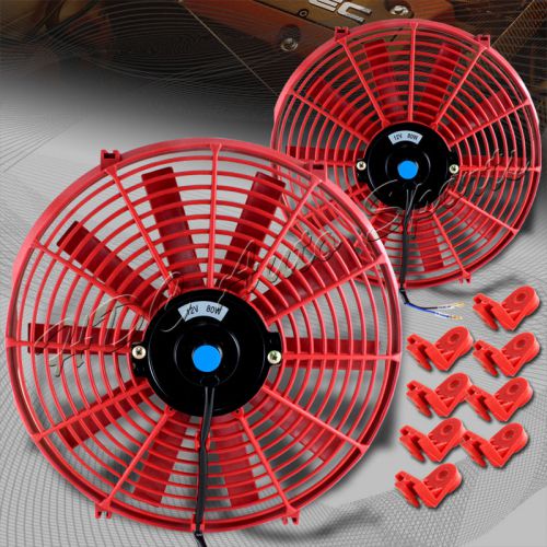 Buy 2 X 14" Red Electric Slim Push Pull Engine Bay Cooling Radiator Fan ...