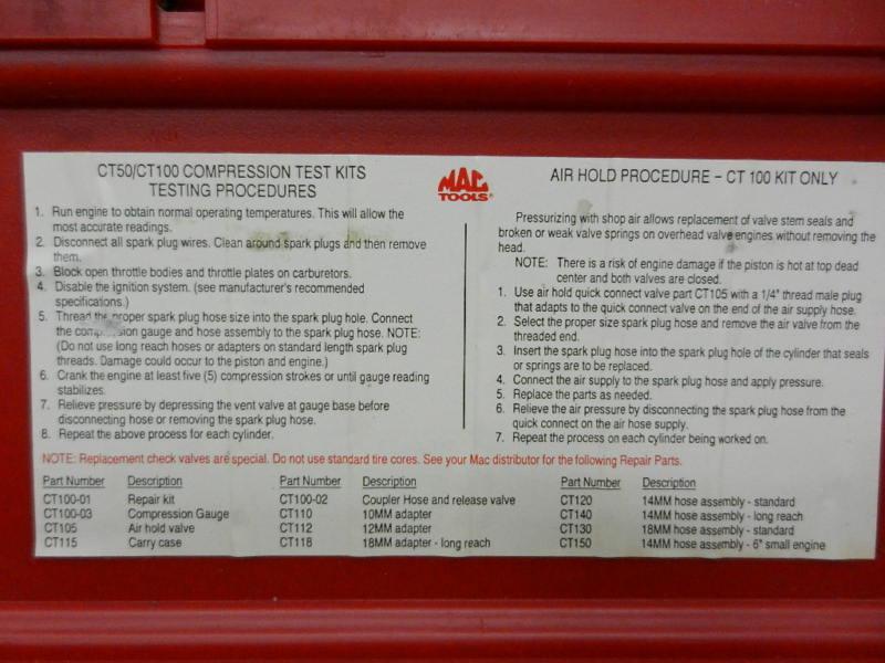 Buy MAC Tools Compression Test Kit CT 115 Case CT 100 Tester Made in ...