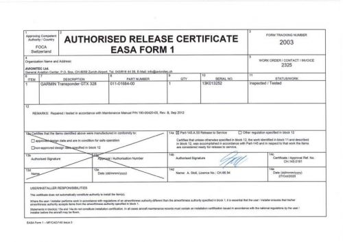 Purchase Garmin GTX-328 VFR Mode S Transponder PN: 011-01684-00 SN ...