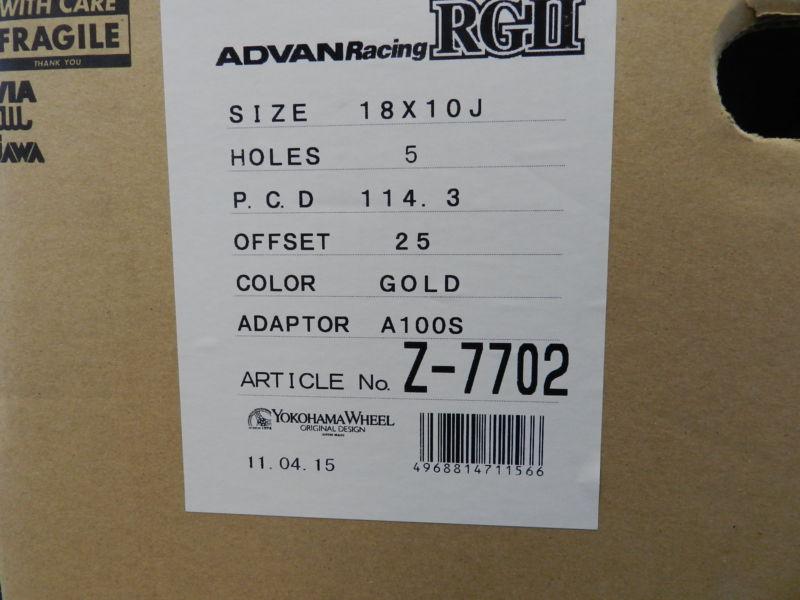 Sell ADVAN RACING RG2 GOLD 5X114 18X10 +25 RX7 RX8 EVO X TL ACURA STI ...
