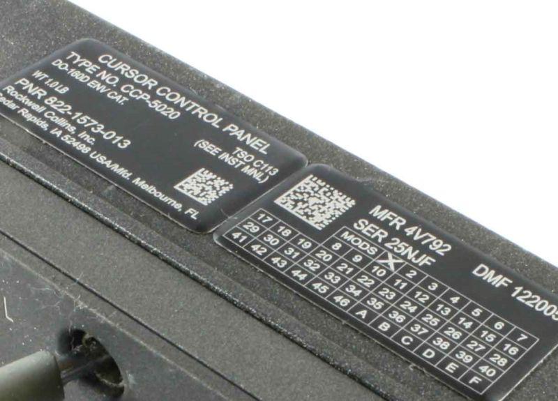 Sell (QXD) Collins CCP-5020 Cursor Control Panel P/N 822-1573-013 NICE ...